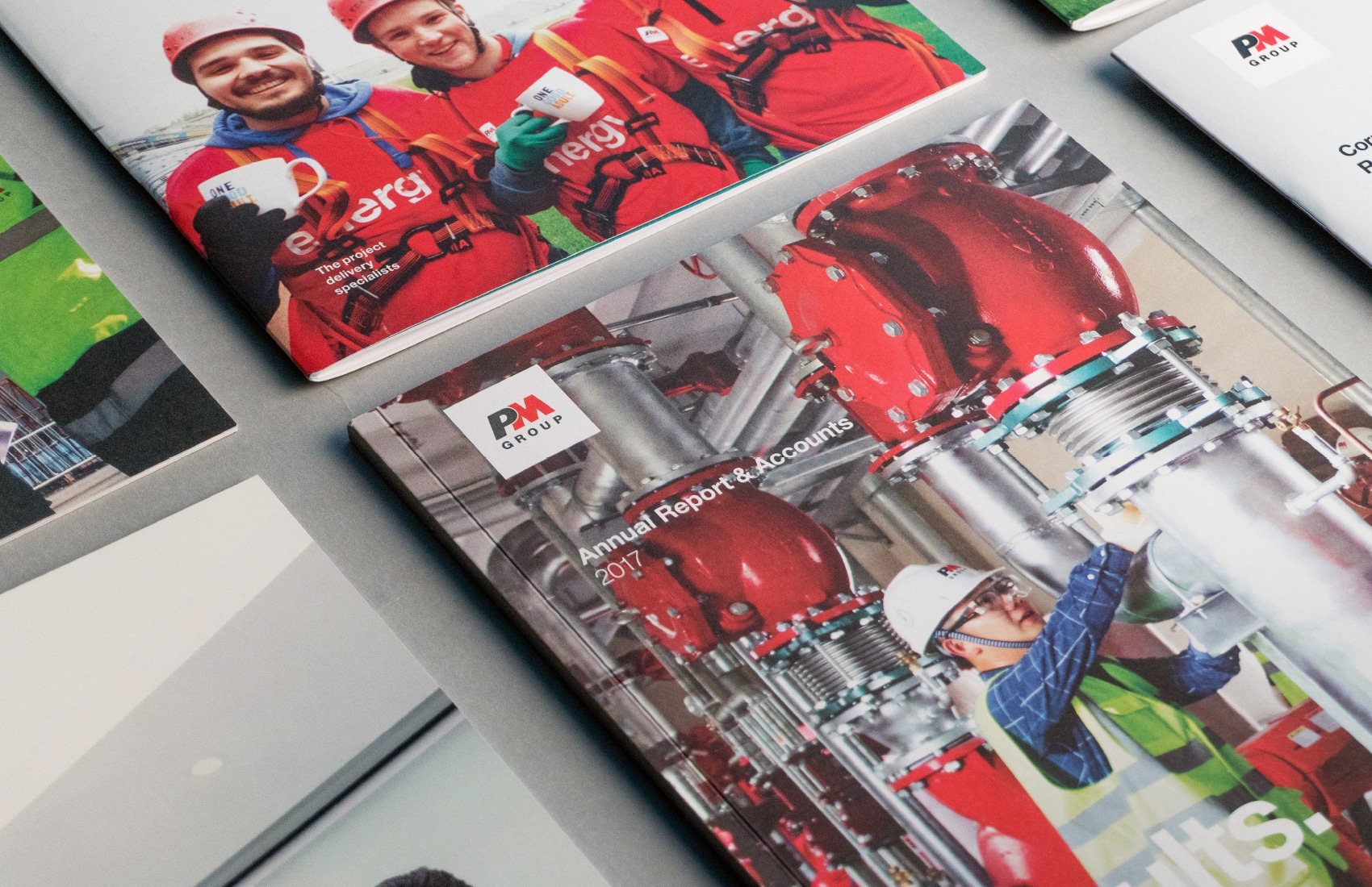 PM Group brand, brochures, reports and marketing material